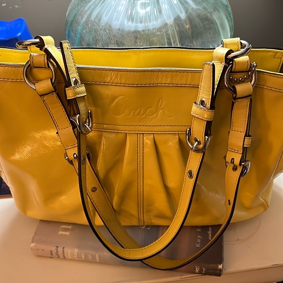 Coach | Bags | Coach Yellow Patent Leather Pocketbook Some Markings On ...